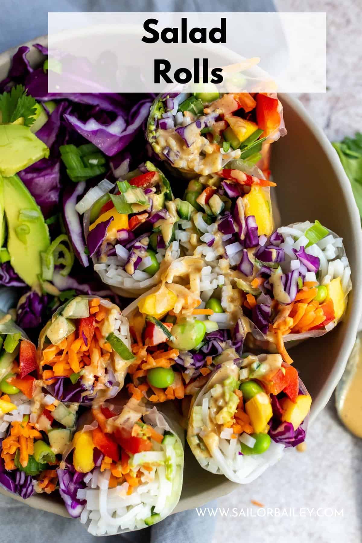 Easy Salad Rolls With Peanut Ginger Dipping Sauce - Sailor Bailey