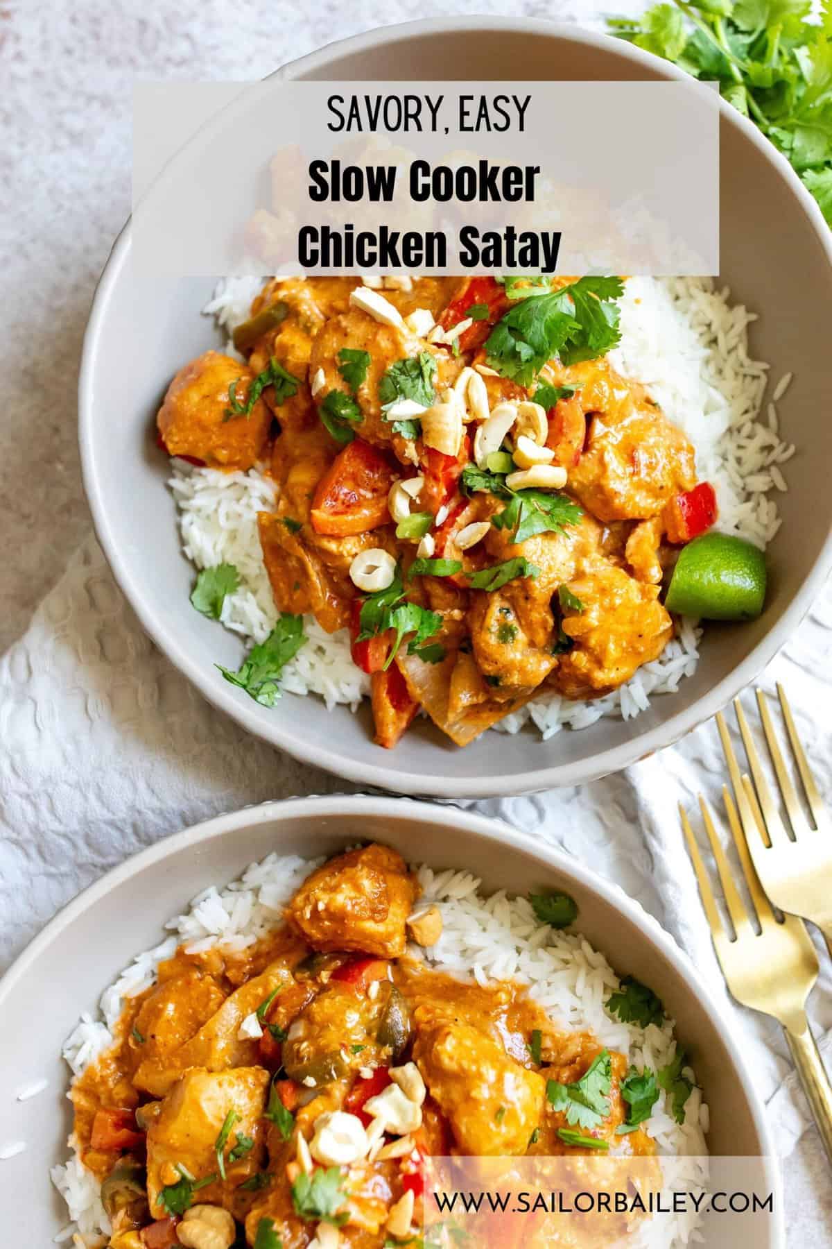 Slow Cooker Chicken Satay - Sailor Bailey