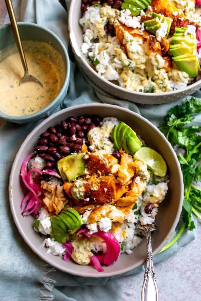 Fish Taco Bowls {With Jalapeño Crema} - Sailor Bailey