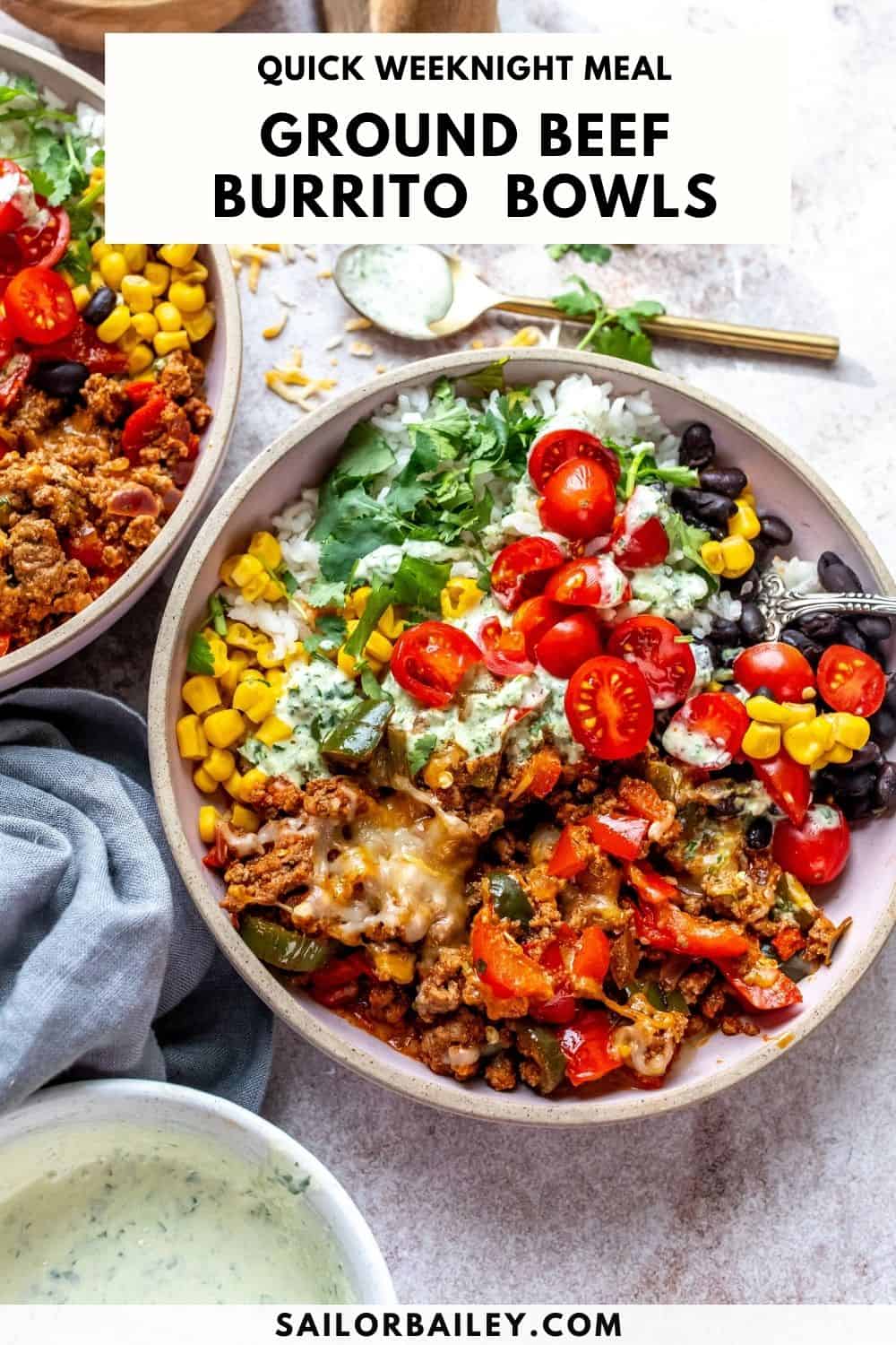Ground Beef Burrito Bowls Sailor Bailey