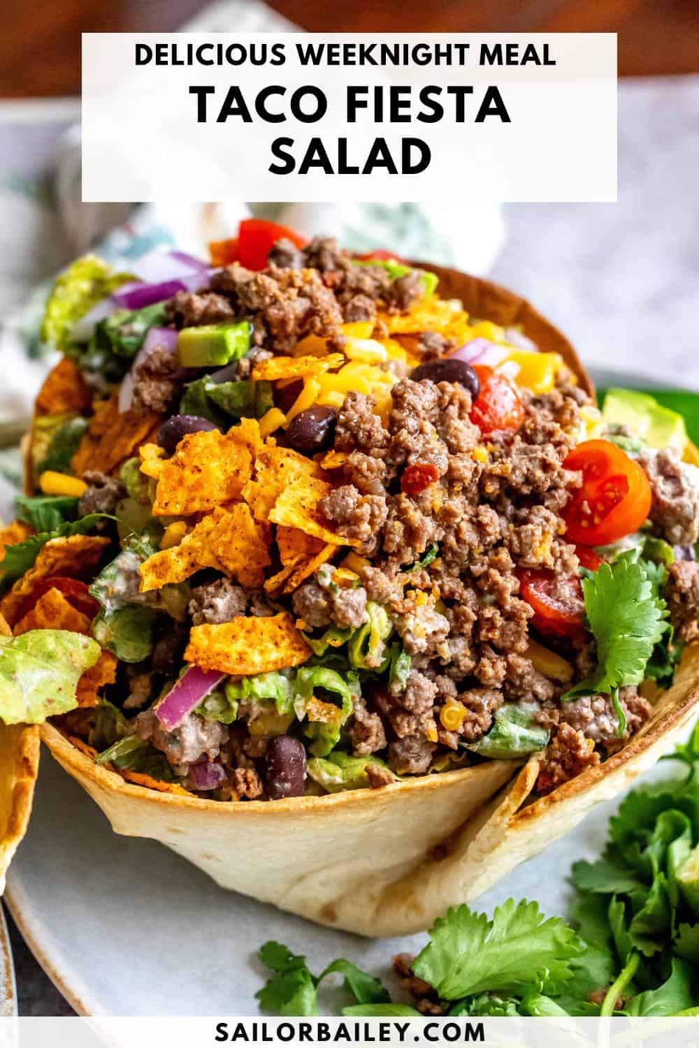 Taco Fiesta Salad {With Crispy Baked Tortilla Shells} - Sailor Bailey