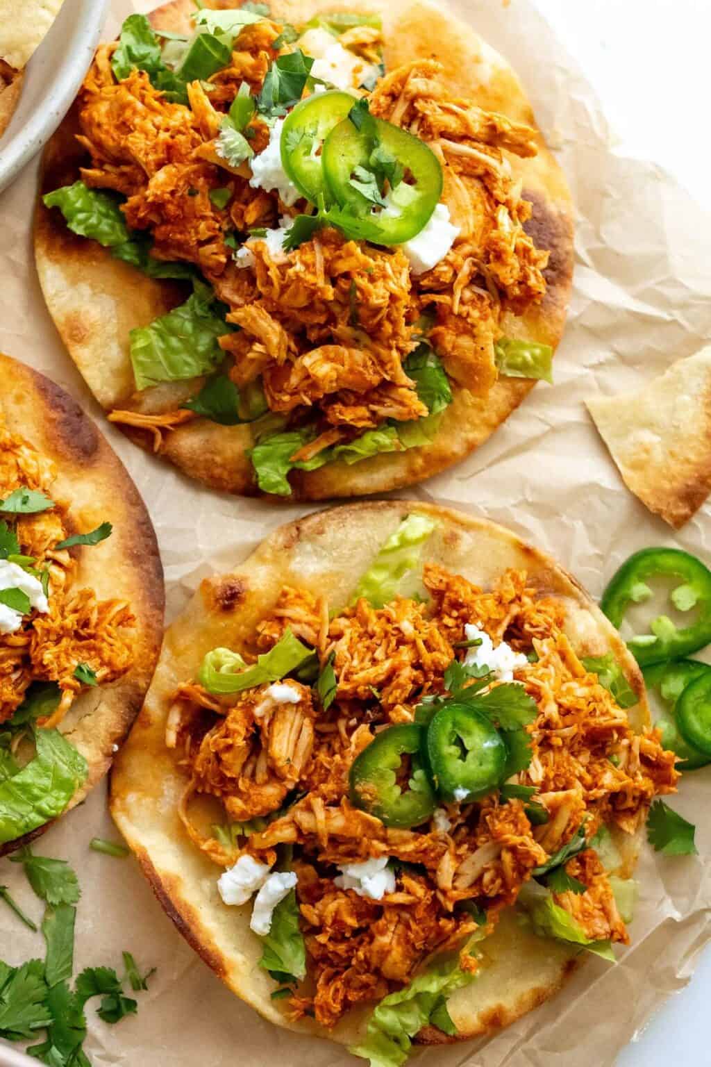 Chicken Tinga Toastadas - Sailor Bailey