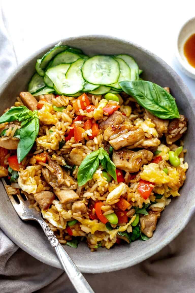 Thai Basil Fried Rice {With Savory Chicken}- Sailor Bailey