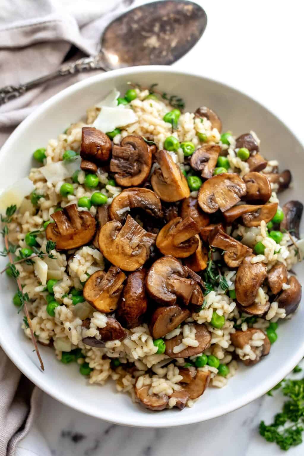 Mushroom Pea Risotto - Sailor Bailey