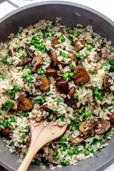 Mushroom Pea Risotto - Sailor Bailey