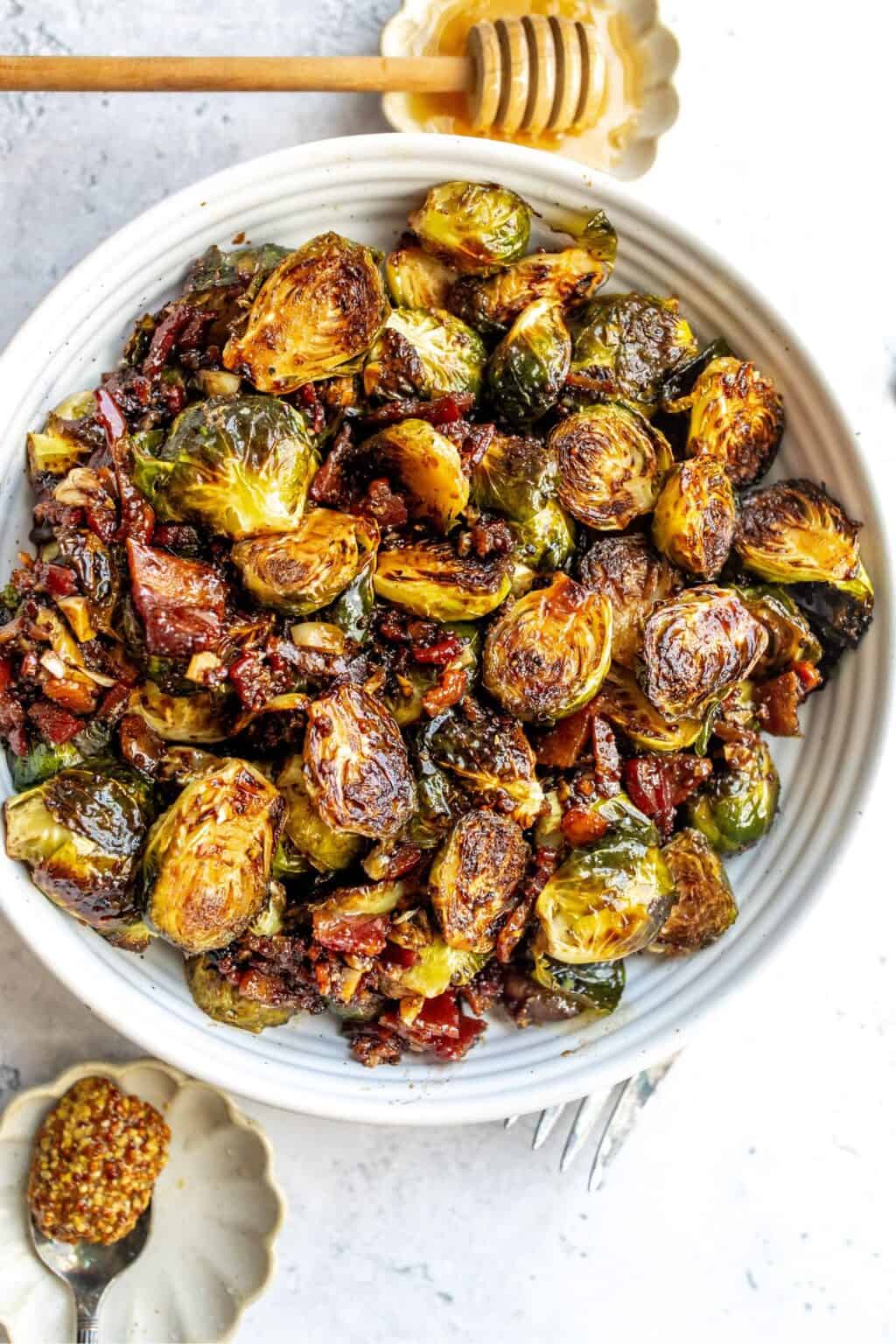 Balsamic Honey Brussels Sprouts {With Bacon}- Sailor Bailey