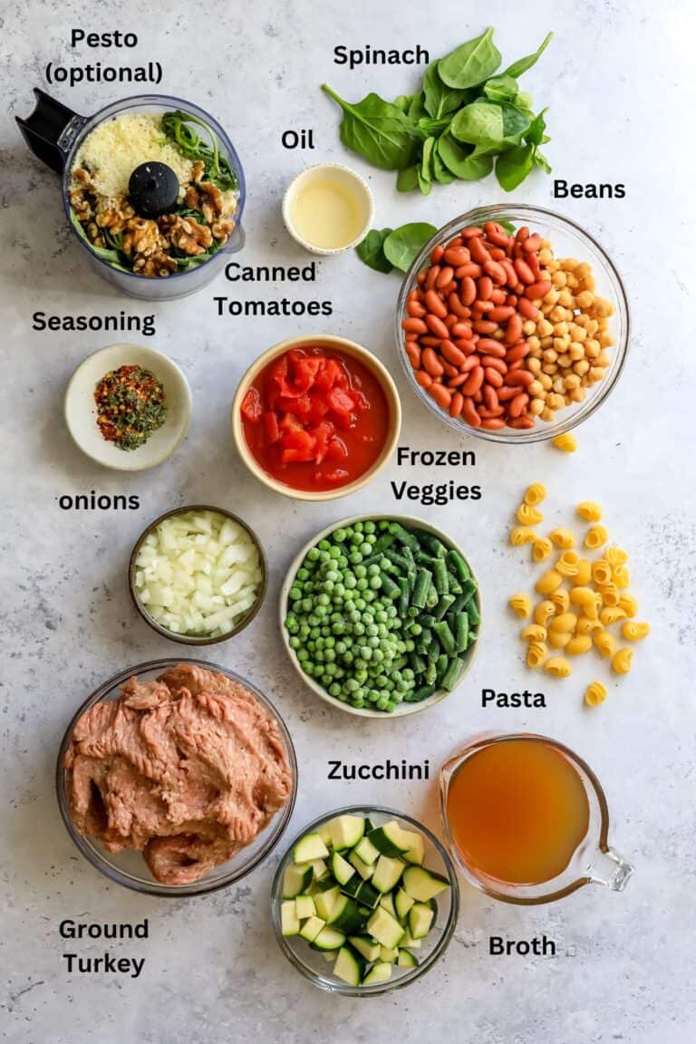 Minestrone Soup with Ground Turkey & Pesto - Sailor Bailey